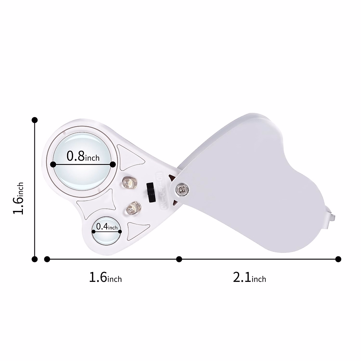 Jiusion Portable Lighted LED Illuminated Jewelry Magnifier 30X 60X Wearable Handheld Dual Lens Eye Loupe Magnifying Glasses Micro Microscope with Keychain and Lanyard