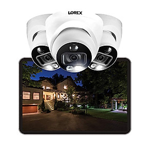 Lorex C861XC-E 4K Ultra HD Active Deterrence Dome Analog Security Camera, 135ft Night Vision, Color Night Vision, Motion-Activated LED Warning Light, IP67,Camera Only, White (Renewed)