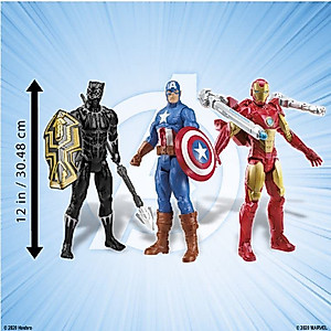 Marvel Avengers Titan Heros Series - Set of 3 Black Panther, Iron Man and Captain America Action Figures - 12