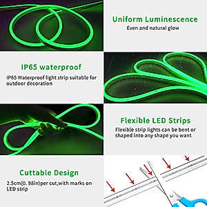 segrass 16.4ft LED neon Lights with Remote APP Control IP65 Waterproof Flexible Neon LED Strip Lights 24V RGB LED neon Rope Lights for Bedroom Room Outdoors Decor