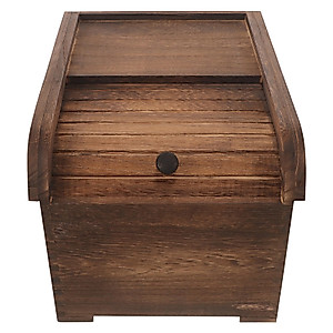 Kichvoe Wooden Rice Containers: 5KG Rice Storage Dispenser with Sliding Lid Reusable Food Bucket Cereal Container Flour Storage Bin Container for Rice, Cereal, Flour, Dry Food Coffee-11.40X9.43X8.06in