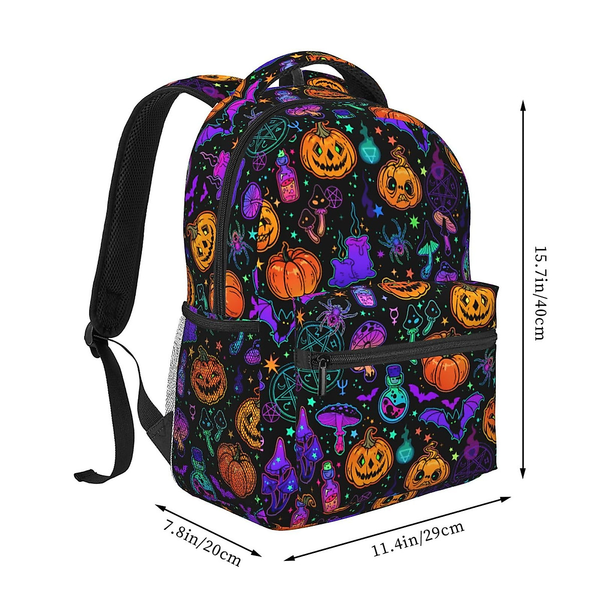 BoeHiop Halloween Pumpkins and Magical Elements Lightweight Laptop Backpack for Women Men College Bookbag Casual Daypack Travel Bag