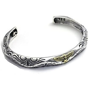 COSUMOSU Sterling Silver Southwest Native American Eagle Hawk Cuff Bangle Bracelet Adjustable