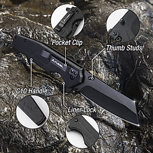 FLISSA Survival Hunting Knife with Sheath + Pocket Knife