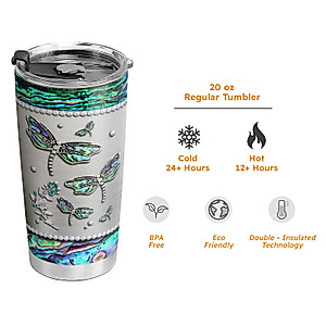 20oz Dragonfly Gifts for Women, Valentines Day Gifts for Her, Unique Birthday Gifts, Inspirational Gifts for Women, Printed Jewelry Dragonfly Tumbler Cup, Insulated Travel Coffee Mug with Lid
