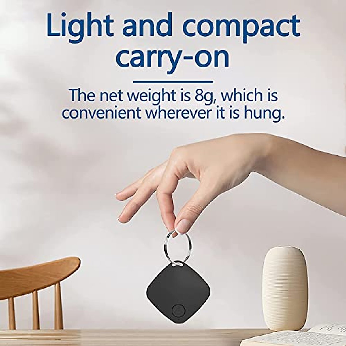 Portable Tracker Wireless Bluetooth 5.0 Smart Anti-Loss Real-Time Mini-Tracking Locator Item Detector Device for Pets, Keys, Wallets, Small Items (Black)