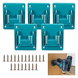 5 Packs Tools Drill Mount Holder, Fit for Makita 18V Li-ion Drill Tools Holder Dock Hanger with 20 Screws(cyan-blue, No Tool)