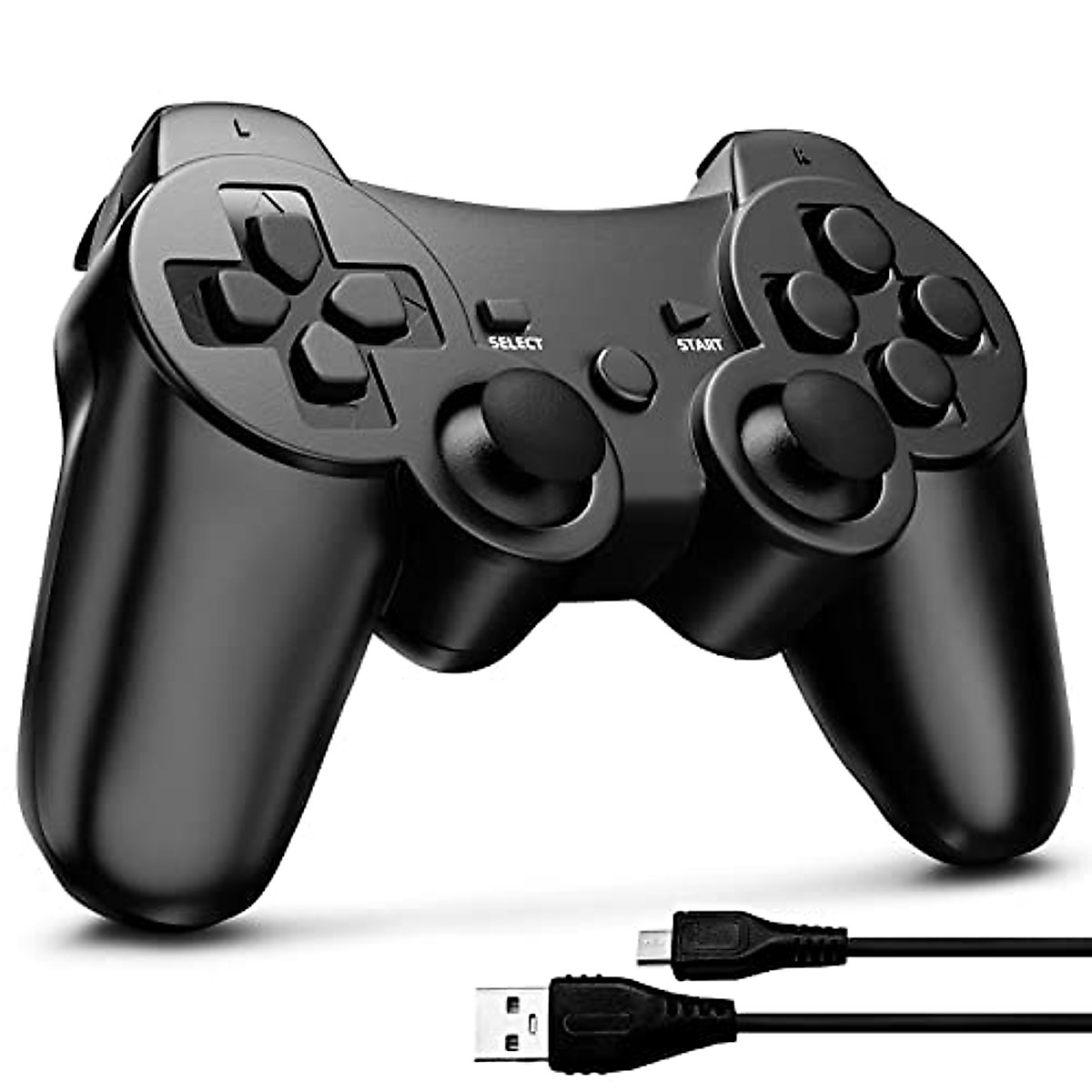 Boowen Wireless Controller for PS3, Upgraded Gaming Controller, 6-Axis High Performance Motion Sense Double Shock 360° Analog Joysticks Remote, Compatible with Sony PlayStation 3