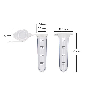 stonylab Micro Centrifuge Tubes, 2 ml Polypropylene Graduated Clear Plastic Centrifuge Vials with Flat-Top Snap Cap, Pack of 200 (2 ml, 200 Packs)