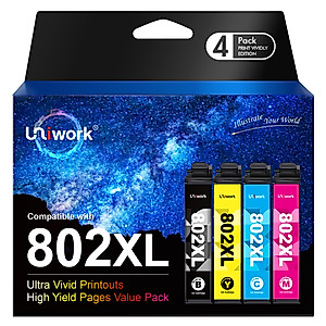 802XL Ink Cartridge, Remanufactured 802 Ink Cartridge Replacement for Epson 802XL 802 XL Ink Cartridge Combo Pack T802XL use for Workforce Pro WF-4740 WF-4730 WF-4720 WF-4734 EC-4020 EC-4030 (4 Pack)