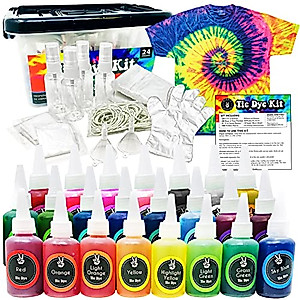 Premium Tie Dye Kit DIY Tie Dye Kits for Adults Fabric Shirt Clothes Decorating Tye Dye 24 Non Toxic Powder Bulk Color Rich and Pastels Tye Dye Kit Set and Die Supplies for Kids Party or Group