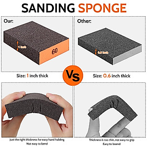 Romeda 8-Pack Sanding Sponge, Four Grits Per Pack 60/80/120/220, Washable and Reusable Handmade Sandpaper Block, Drywall Sandpaper Blocks for Wooden Drywall Sheetrock and Metal Glazing