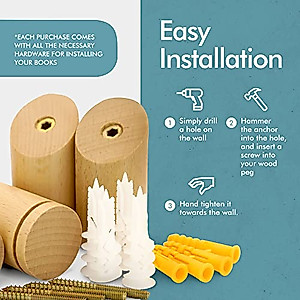 Haven Houz Beech Wood Wall Hooks, Wall-Mounted Wooden Wall Hooks, Handcrafted Wood Hooks, Modern Minimalist Wooden Pegs for Hanging Coats, Hats, and More, Holds Up to 35 lbs, Pack of 4