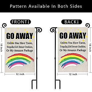 Welcome Garden Flags Double Sided Decorative House Flag Go Away Unless You Have Tacos Amazon Package Personalized Yard Flag Porch Patio Outdoor Burlap Flag Farmhouse Rustic Flags 12.5 x 18 Inch
