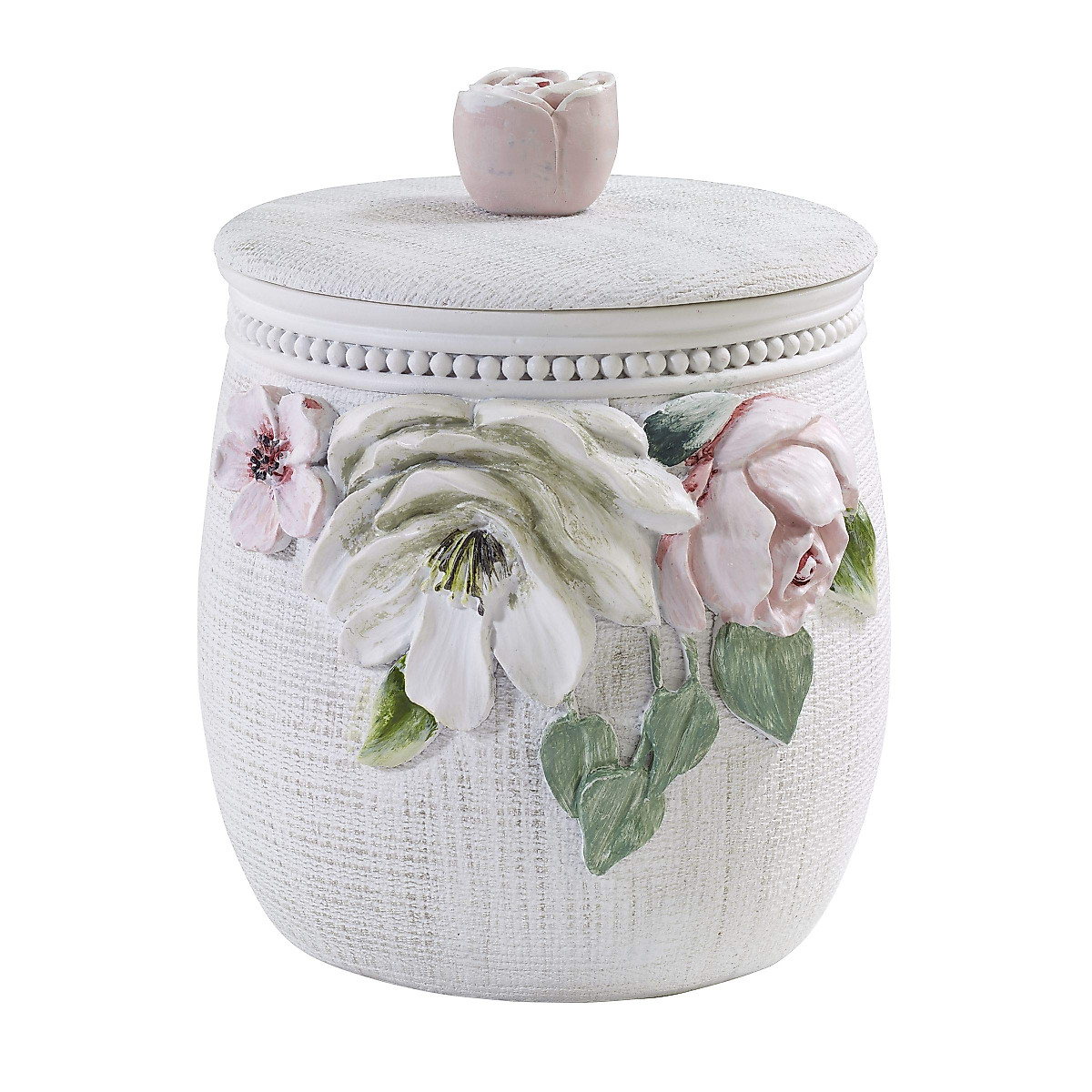 Avanti Linens - Covered Jar, Guest Bathroom Essentials, Floral Home Decor (Spring Garden Collection)