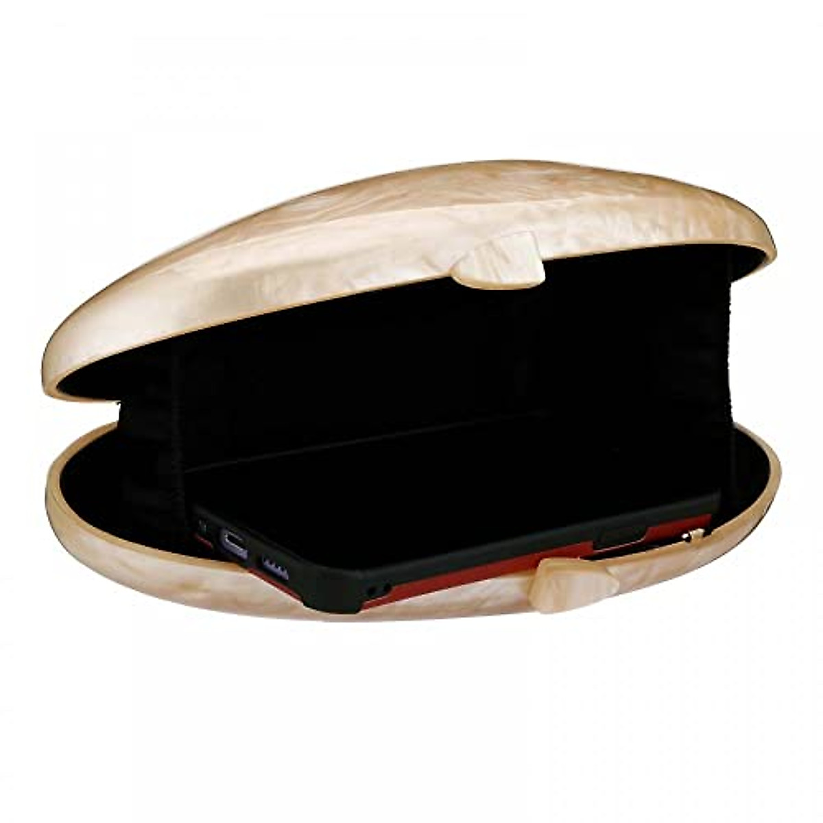 EROUGE Women Evening Pearl Bag Gold Acrylic Clutch Handbag for Evening Wedding Party (Gold)