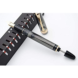 czxwyst 699 Negative Pressure Vaccum Filling Fountain Pen Original Box (Black with Golden Clip and Solid Grip, Medium Nib 0.7mm)