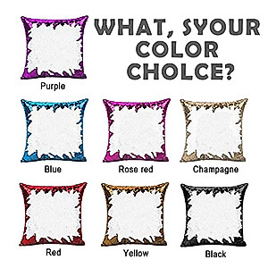 Custom Sequin Pillow Personalized Multiple Picture Mermaid Sequin Pillow Gift for Her Gift for Mom Customized Pillow Magic Sequin Pillow Personalized Gifts (Champagne/White, with Insert,15.7"x15.7")