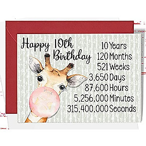 Audacious Cards 10th Birthday Card - Birthday Card Years, Months, Weeks, Days, Hours, Cute Card for 10 Year Old
