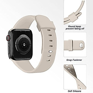 NUKELOLO Sport Band Compatible for Apple Watch Band 45mm 44mm 42mm 41mm 40mm 38mm with Screen Protector Case, Men Women Soft Silicone Strap for iWatch Series 7 6 5 4 3 2 1 SE(40mm-Stone)