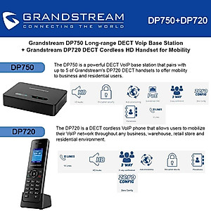 Grandstream DP750 Long-Range DECT Base Station + DP720 DECT Cordless HD Handset