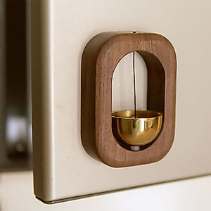 Wood Shopkeepers Bell for Door, Magnetic Japanese Style Doorbell, Suction Store Entrance Alert Chime, Refrigerator Magnets Home Garden Welcome Wind Chime Housewarming Gift (Black Walnut)