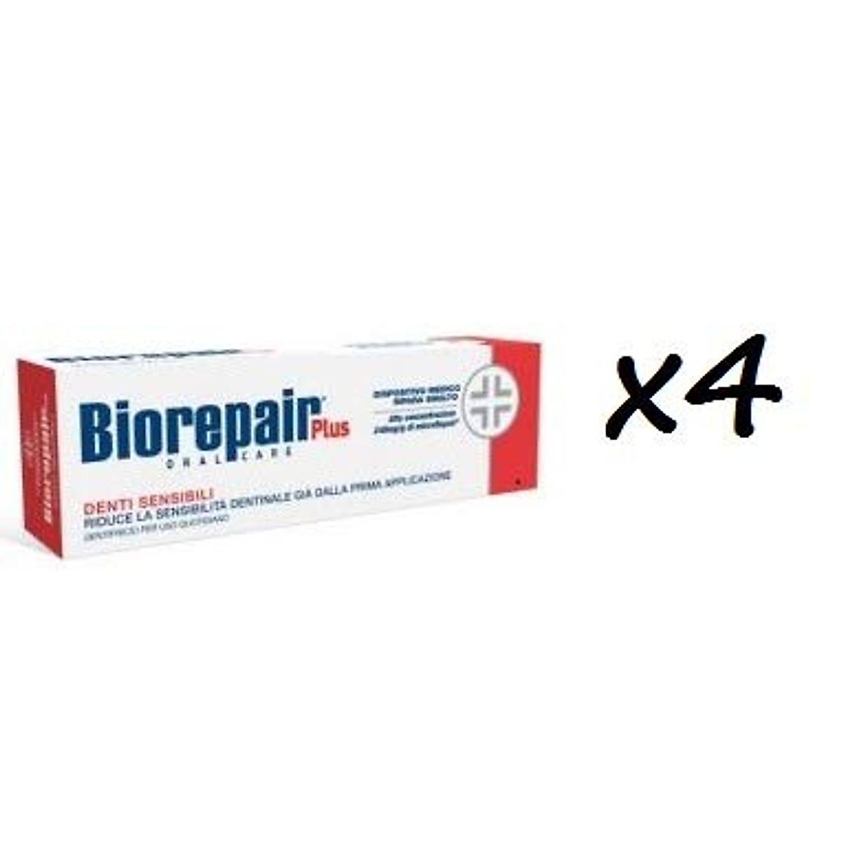 Biorepair Sensitive Teeth Daily Toothpaste - 2.54 Fluid Ounces (75ml) Tubes (Pack of 4) [ Italian Import ]