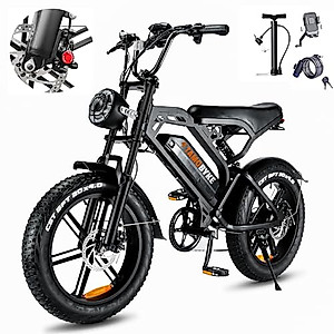 Tamobyke V20 Electric Bike 20 * 4.0 Black Fat Tire, 750W Motor /27-28mph Top Speed Ebike/Removable 48V 15Ah Lithium Battery, Dual Hydraulic Brake,Steering Light Ebike for Adults.