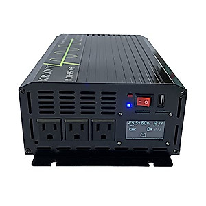 KRXNY 1000W Power Inverter Pure Sine Wave 24V DC to 120V AC 60HZ with USB LCD Display for Car/Off Grid Solar