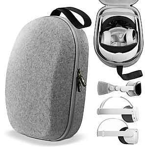 sarlar Hard Carrying Case Compatible with Oculus Meta Quest 2 /Quest 3/Vision Pro, Lightweight and Fixed Protection for VR Headset Controller and Official Head Strap Accessories, Travel and Storage