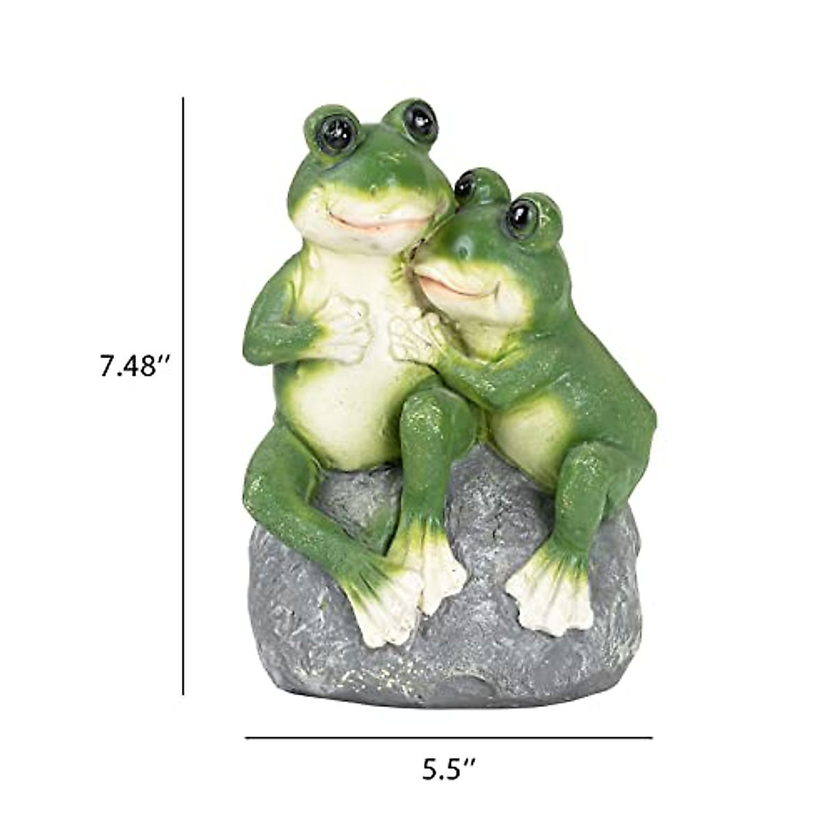 St. Patricks Day Frog Statue Garden Decor, Resin 2 Frogs on Stone Figurine for Indoor Outdoor Decoration Sculpture Gardening Gift
