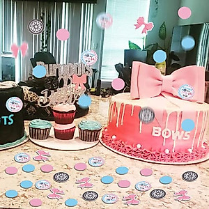 200pcs Burnouts or Bows Gender Reveal Confetti, Pink and Blue Paper Confetti Round Confetti Dots for Baby Shower Gender Reveal Party Decorations (5 styles)