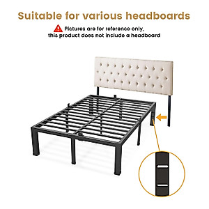 Superay 14 Inches Bed Frame Queen Size, Heavy Duty Metal Platform Bed Frame No Box Spring Needed, Easy Assembly, Noise Free Bedframes with Mattress Slide Stopper