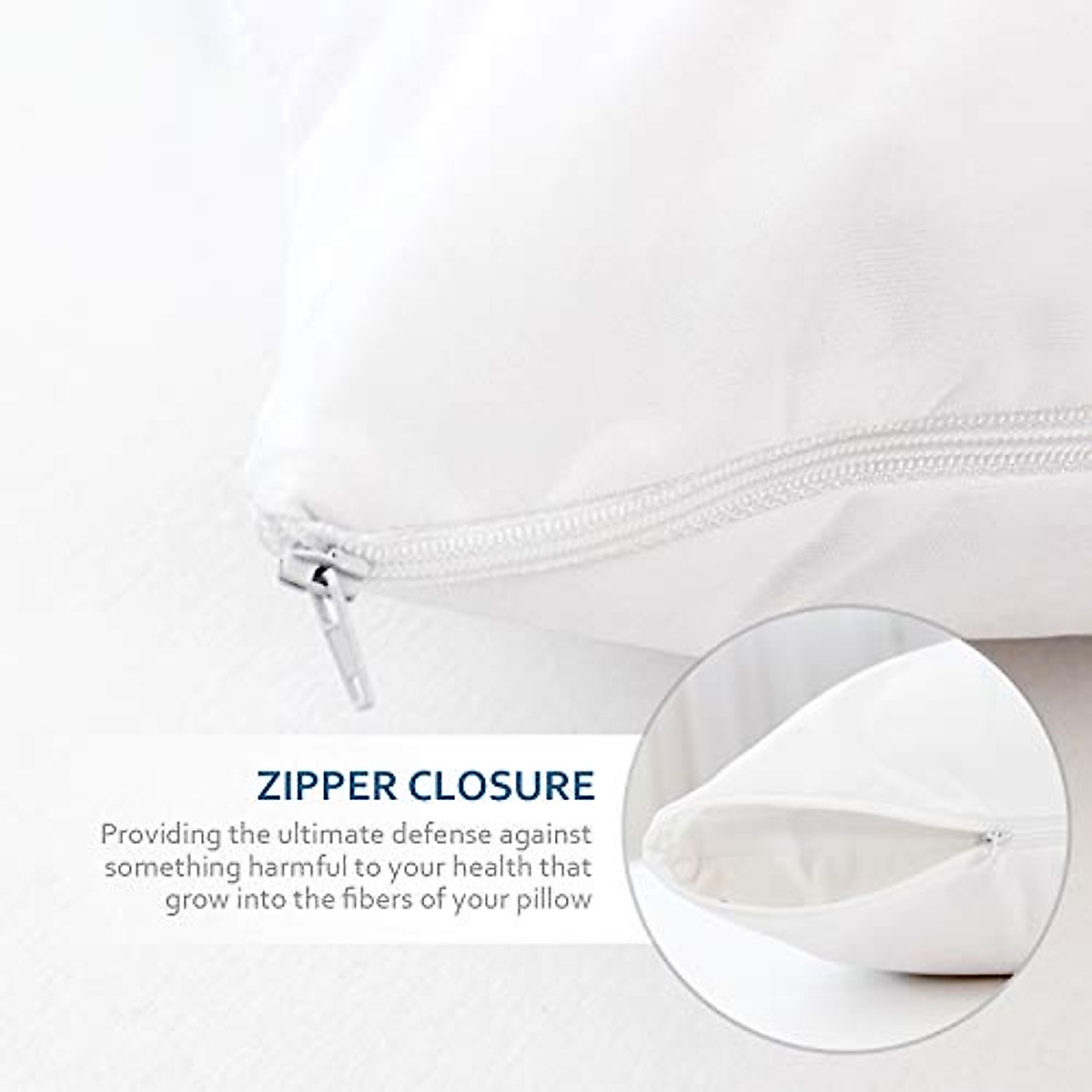 Waterproof Pillow Protector Standard Size Zippered 4 Pack 20 x 26 inch White Pillow Protector Feather Proof Pillow Covers Encasement Pillow Case White