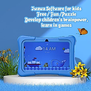 Zyyini 7 Inch Kids Tablet for Android 11, 2GB RAM 32GB ROM, WiFi, Bluetooth, Dual Camera Portable Tablets, Tablets with Tablets Case, for Learning, Entertainment (US Plug)