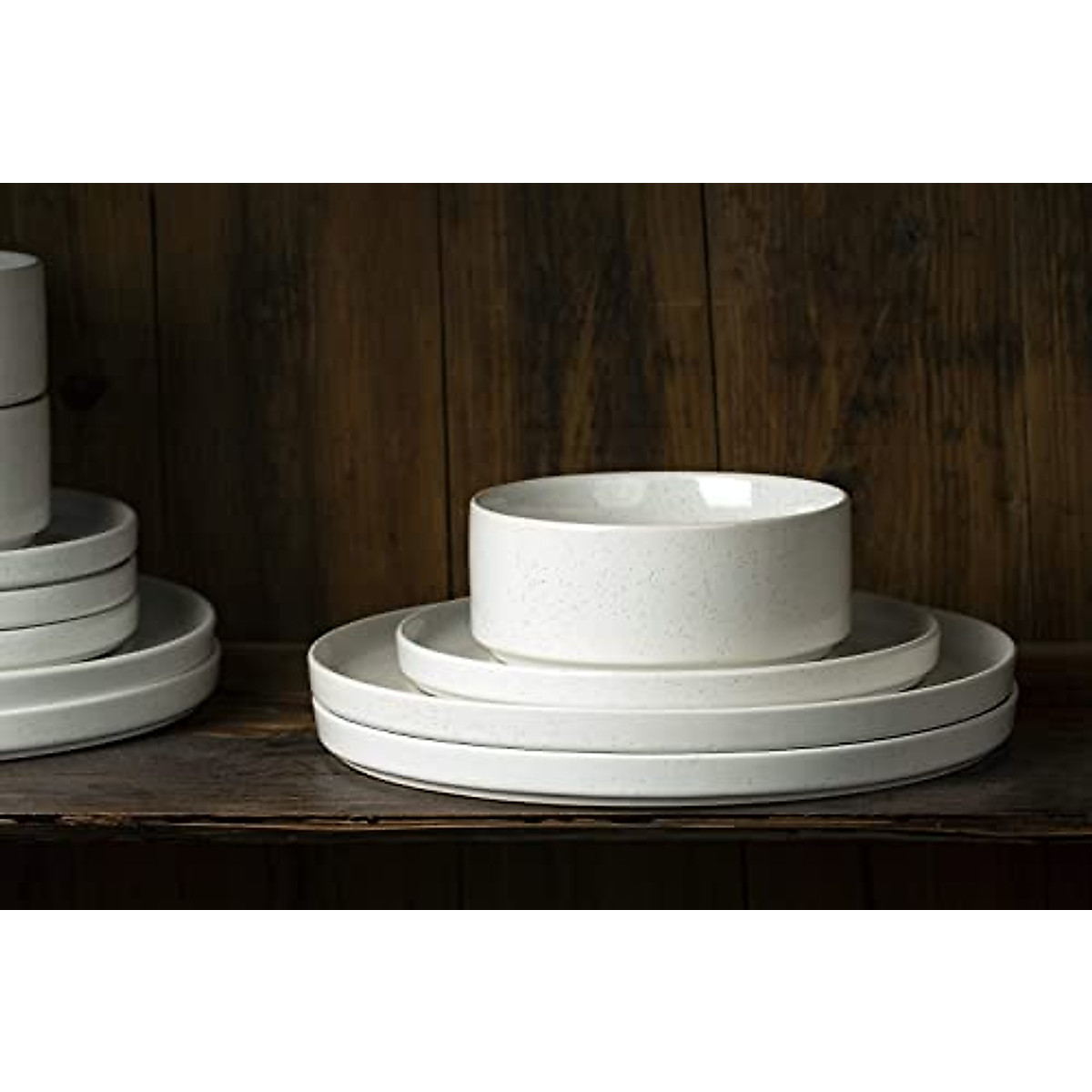Famiware Plates and Bowls Set, 12 Pieces Dinnerware Sets, Dishes Set for 4, White
