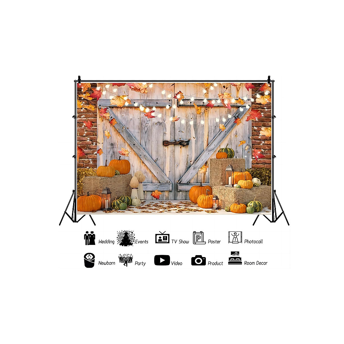YYNXSY Fall Thanksgiving Backdrop Autumn Pumpkin Harvest Barn Background Hay Maple Leaves Baby Shower Banner Supplies Photo Booth Prop 10X8FT YY-2515