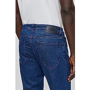 BOSS Men's Maine Regular Fit Stretch Denim Jeans, Bright Blue