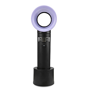 LZLRUN Protable Handheld Cooling Bladeless Fan USB Mini Fan Desktop Bladeless Fan Rechargeable Quiet 3 Gear (Black)
