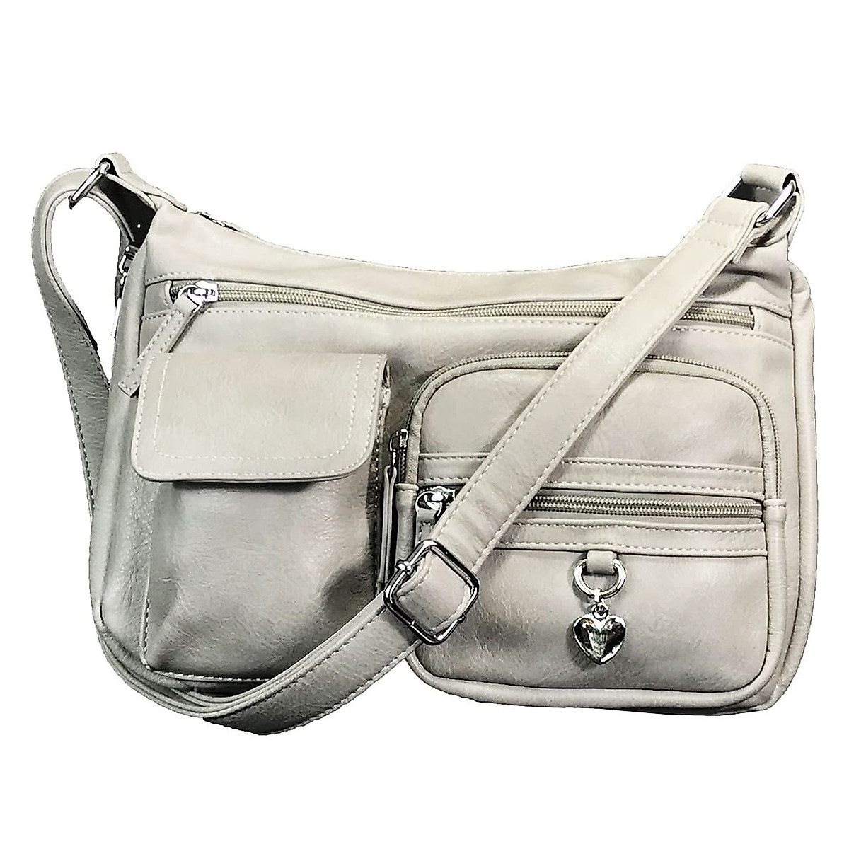 Zzfab Front Pockets side Locking Small Concealed Carry Purse CCW Crossbody Bag Grey