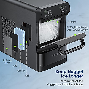 Oraimo 33 lbs/Day Countertop Nugget Ice Maker with LED Display, Self-Cleaning, and Auto Water Refill