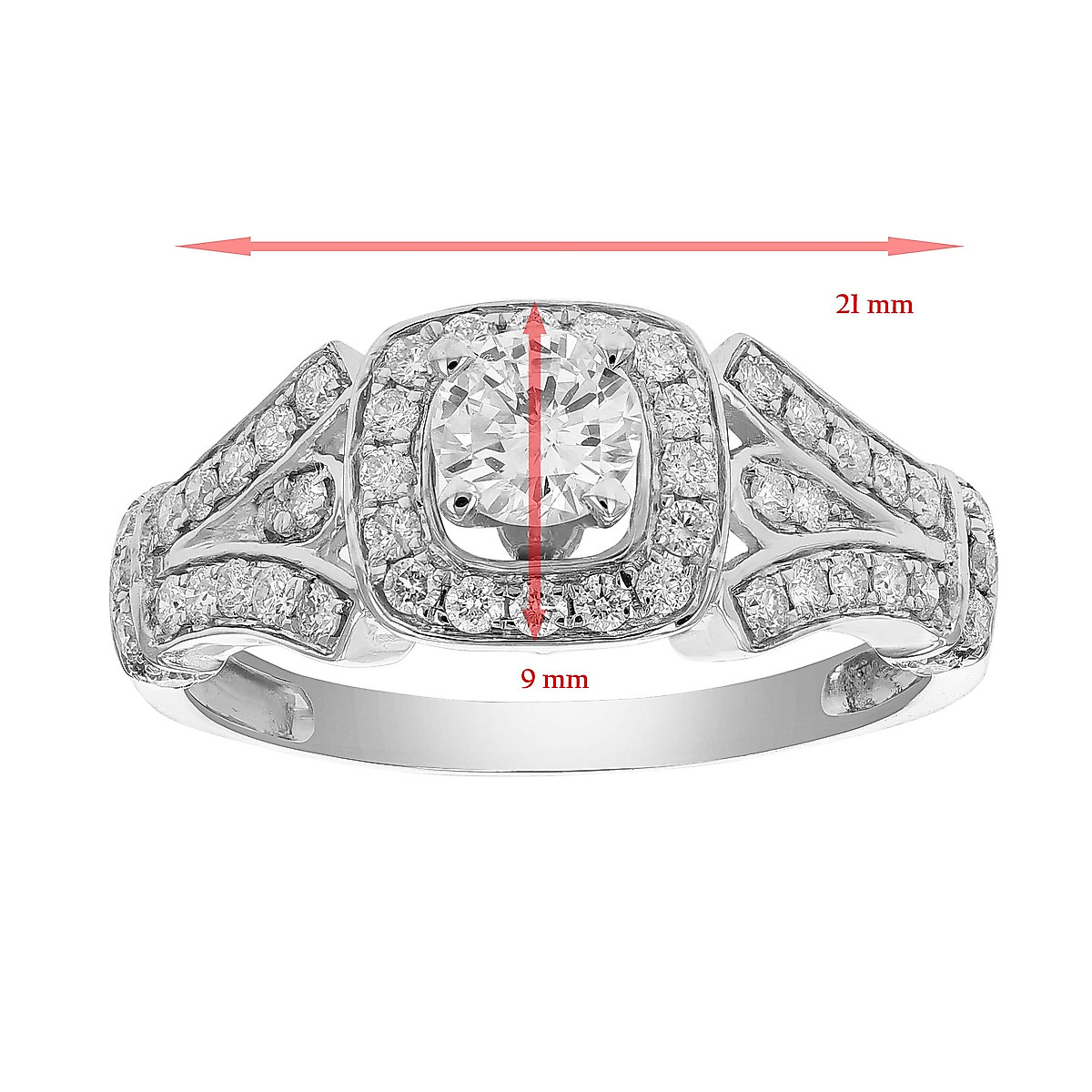 Vir Jewels 1 cttw Diamond Halo Wedding Engagement Ring 14K White Gold Cushion Shape Bridal Size 6