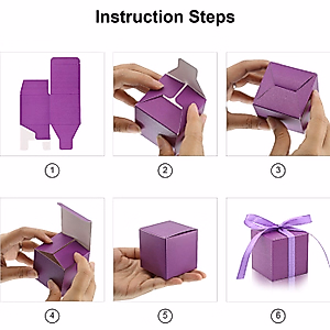 KPOSIYA 100 Pack Favor Boxes 2x2x2 inch Candy Boxes Gold Gift Boxes with Ribbons for Wedding Baby Shower Decorations Birthday Party Supplies