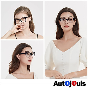 Autojouls 3-Pack Reading Glasses for Women，Oprah Style Frame Spring Hinge Clear Lens Readers Glasses, Black BlackPink Transparent 2.5 x