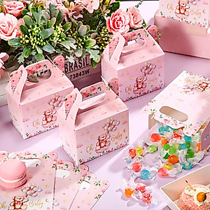 36 Pieces Bear Baby Shower Party Favor Boxes Cute Bear Treat Boxes Paper Candy Cookies Box Decoration for Baby Shower Party Supplies Gender Reveal Bear Themed Birthday Party Decor (Pink)