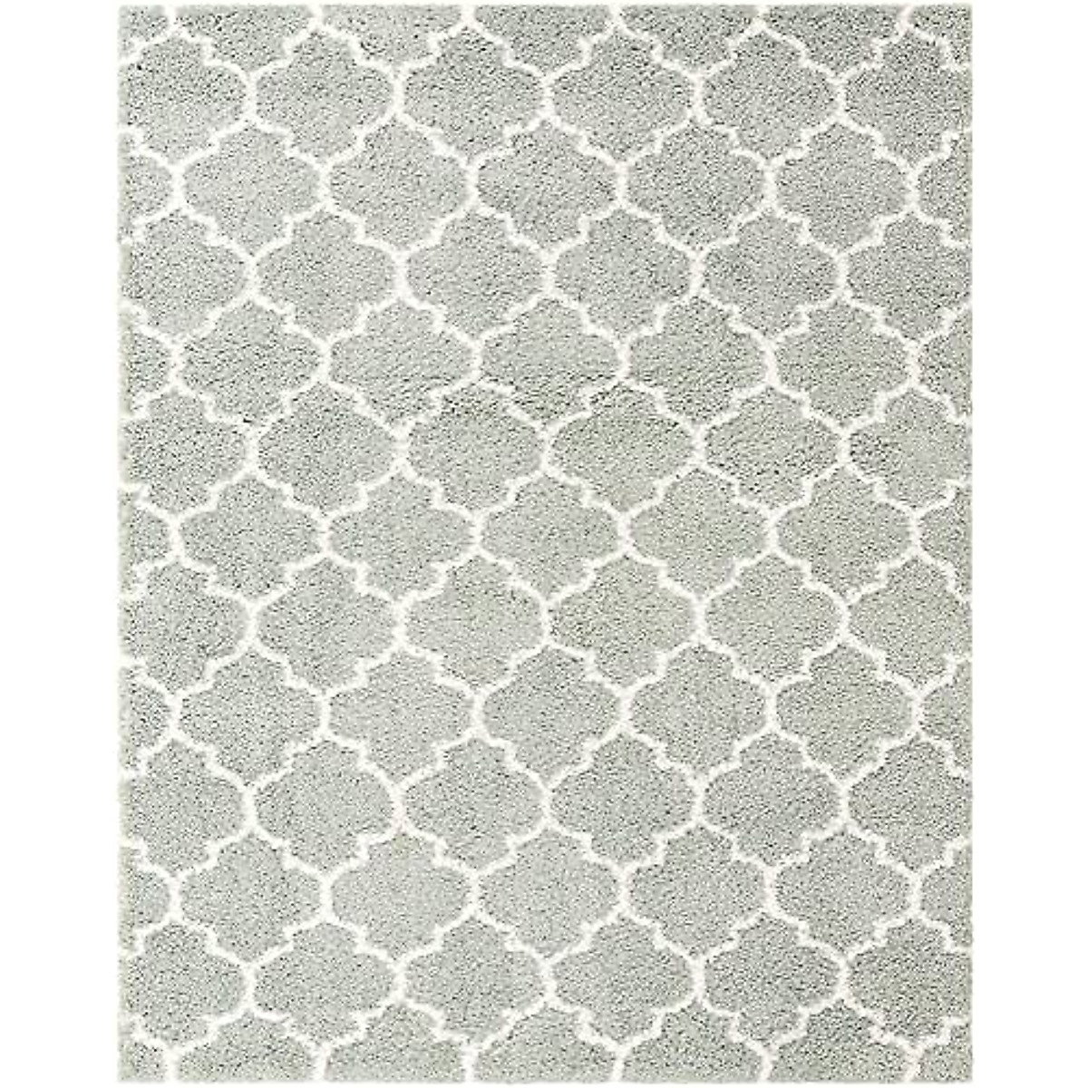 Unique Loom Rabat Shag Collection Area Rug - Marble (7' 10" x 10' Rectangle, White Cyan/Ivory)