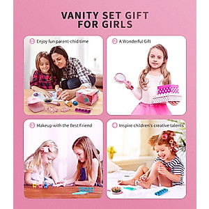 Polish Kit Makeup, Geyiie Nail Makeup Toys with Dryer,7 Bright Colors Girls Nail with Mirror Comb,Sticky Cartoon Fake Nail, DIY Sticker, Nail Studio Decoration Birthday Gift for Kids Girls Ages 7-12