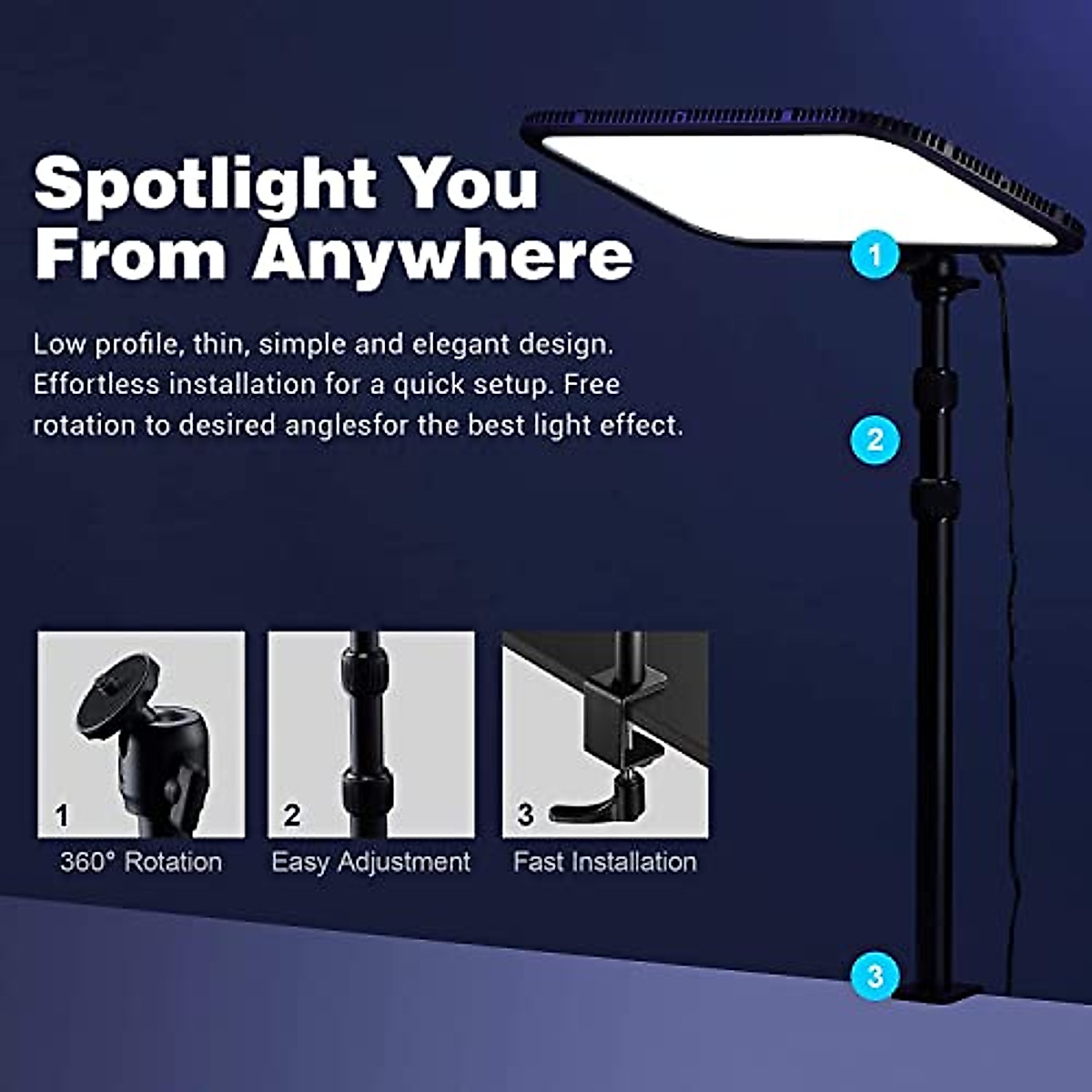 Godox ES45 Key Light, LED Video Light with Extendable Desk Stand, 0-100% Brightness & 2800-6500k Color Temperature Adjustment, APP/Remote Control, Soft Light Panel for Streaming, Zoom Calls, YouTube
