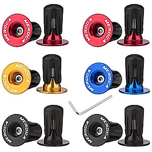 Awpeye 6 Pairs Aluminum Bar End Plugs Handlebar End Plugs Handlebar Caps with Installation Tool for Most Bicycle, Mountain Bike, Road Bike, MTB, BMX(Black/Red/Gold/Blue)