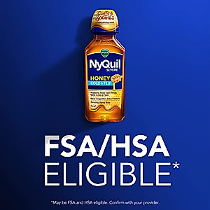 Vicks NyQuil Severe Honey Cold and Flu Medicine, Maximum Strength, Relieves Cough, Sore Throat, Fever, Congestion, 12 Oz